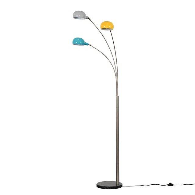 3 WAY TALL Floor Lamp Standard Free Standing Light Lampshades LED Bulb ...