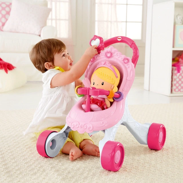 FISHER PRICE PRINCESS Stroll Along Musical Walker & Doll Stroller Baby ...