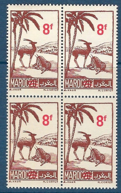 TIMBRE MAROC MOROCCO N°270** - Bloc de 4 - Surchargé - Gazelle - TTB ...