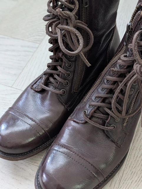 TITLE:FRYE MEN'S LEATHER Cap Toe Lace Up Side Zip Boot | Dark Brown ...