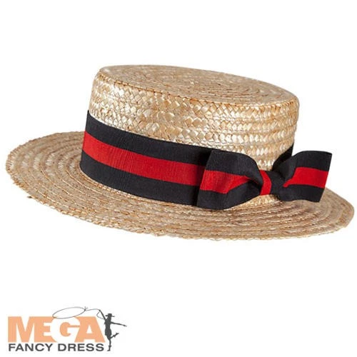 CLASSIC STRAW BOATER Hat Ladies Fancy Dress St Trinians School Costume ...