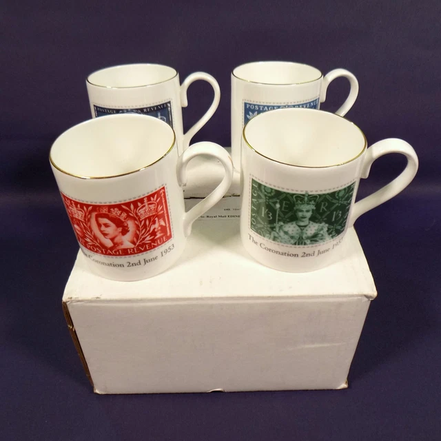 ROYAL MAIL GOLDEN Jubilee Coronation of Queen Elizabeth II Mugs x 4 £35 ...