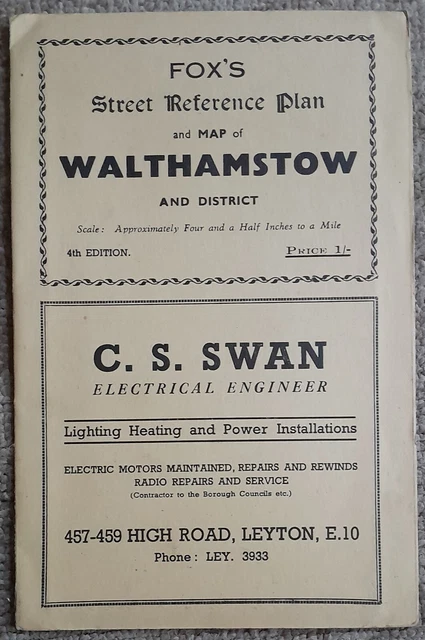 VINTAGE FOX'S STREET Reference Plan & Map of Walthamstow, very good ...