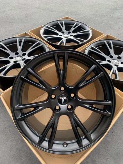 19& TESLA MODEL Y Gemini Oem Wheels Rims Satin Black 2020-2023 Factory ...