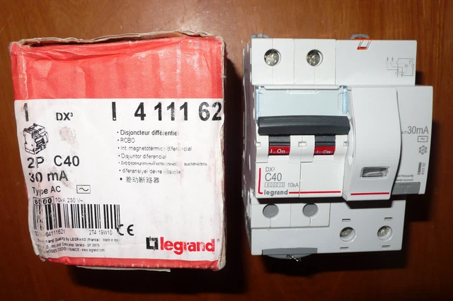 DISJONCTEUR DIFFERENTIEL 2POLES PROTEGES 40A 30mA 411162 LEGRAND 40AMPERE PC.6KA EUR 109,00 ...