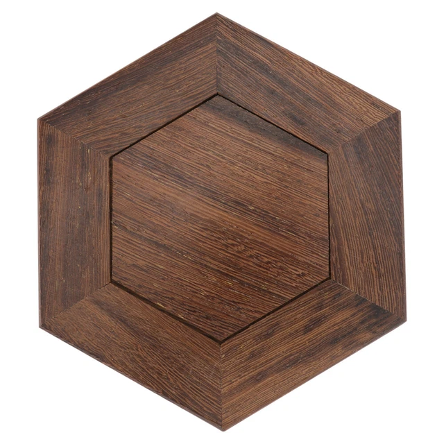 WOODEN PLANT STAND Round for Statue Hexagonal Base Zen Garden Retro ...