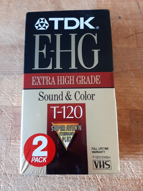 PAQUETE DE 2 cintas VHS TDK extra alto grado T-120 en blanco nuevo sellado EHG EUR 13,25 ...