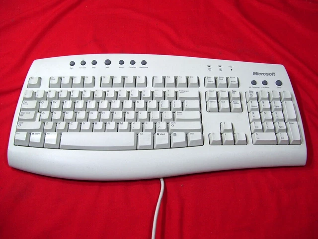 MICROSOFT PS/2 WIRED Keyboard PS2 Internet RT9433 White Key Board Retro ...