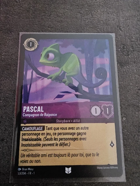 CARTE DISNEY LORCANA Exclu Demo Pascal Compagnon De Raiponce 53/204 Fr ...