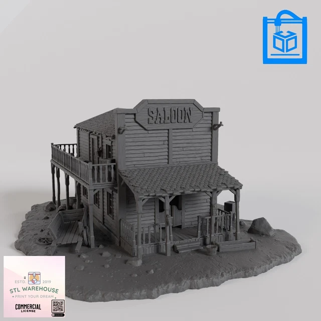 OLD TWO STOREY Wild West Saloon Tabletop Gaming Terrain 3D Printed 15 ...