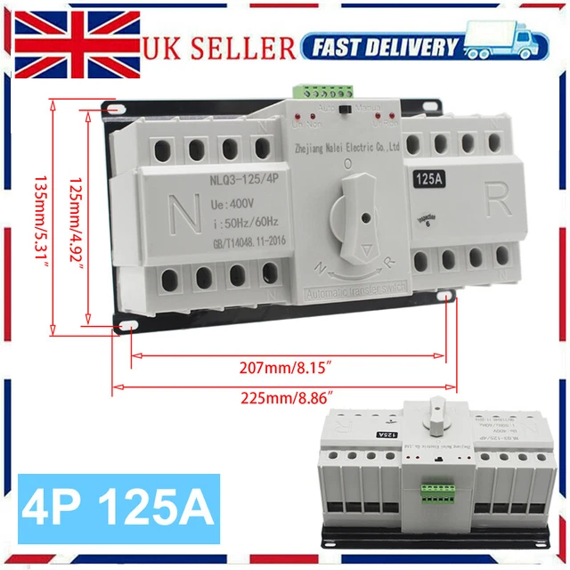 Generlink Automatic Transfer Switch 125 Amp Manual Changeover Switch ...