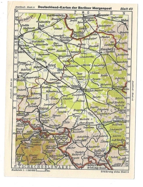 ALTE WERBEKARTE V. 1932, Karte der Berliner Morgenpost, Ober Schlesien ...