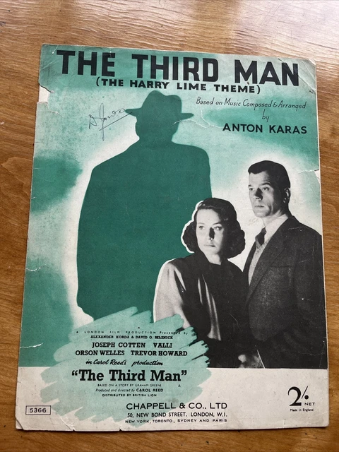SIGNED ANTON KARAS: THE HARRY LIME THEME 'THE THIRD MAN' (SHEET MUSIC ...