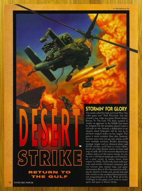 1992 DESSERT STRIKE SNES Genesis Print Ad/Poster Helicopter Gulf War ... 1992 DESSERT STRIKE SNES Genesis Print Ad/Poster Helicopter Gulf War ...