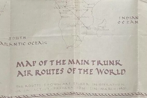 MAIN TRUNK AIR Routes Of The World 1930 Large Vintage Aviation Airline ...