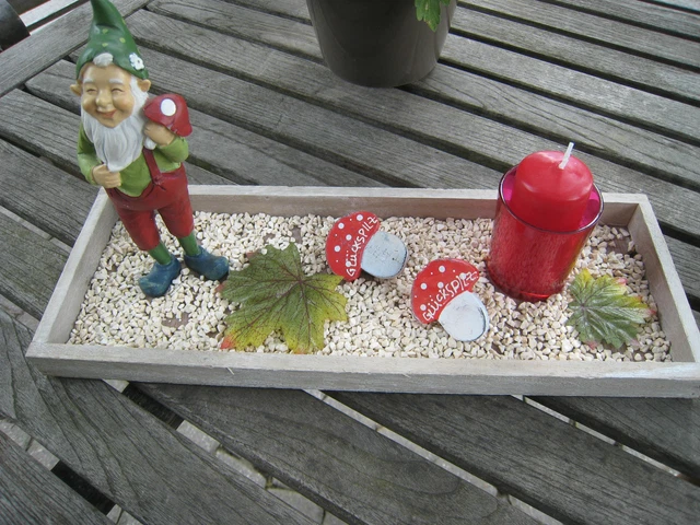 HOLZSCHALE DEKOTABLETT MIT Kerzen Tablett Kerzenteller Deko Tisch ...