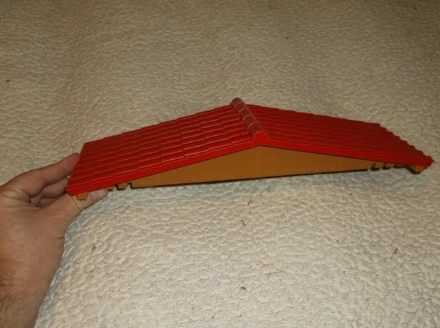 PLAYMOBIL SECTION TOIT DE TUILES ROUGES ESPAGNOLES PENTE BASSE AVEC PIC ...