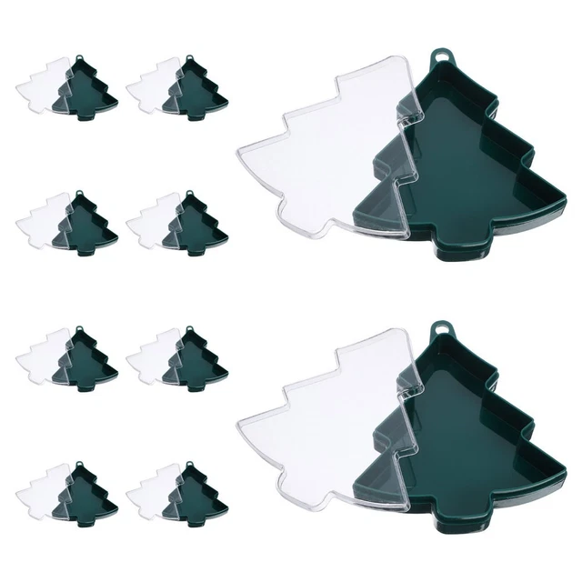 10 PCS CHRISTMAS Tree Candy Boxes Plastic Fillable Treat Containers ...