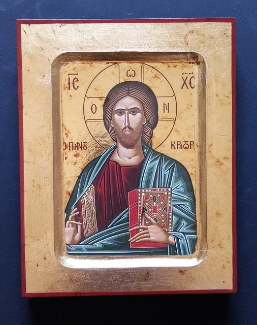 BYZANTINE GREEK RUSSIAN Orthodox Lithography Icon Christ Pantokrator ...