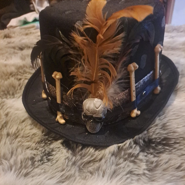 ADULT HALLOWEEN VOODOO Witch-Doctor Bone Collector Top Hat with Bones ...