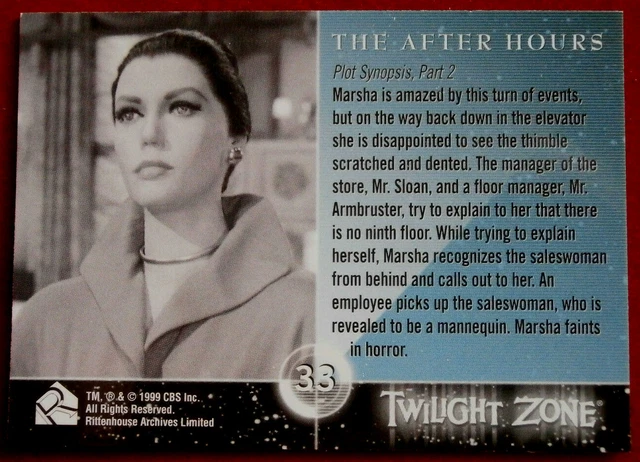 TWILIGHT ZONE - Karte #33 - DIE NACHSTUNDEN - ANNE FRANCIS, Rittenhouse ...