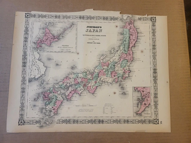 JOHNSON'S 1864 LARGE colored map of Japan £80.03 - PicClick UK