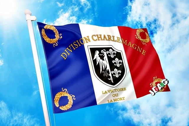 DRAPEAU CHARLEMAGNE LVF FRANCE DIVISION 60 x 90 cm Flag Banner 2 x 3 ...