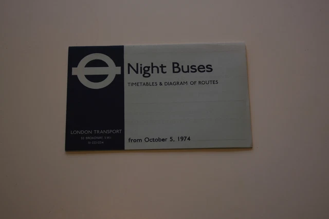 LONDON TRANSPORT TIMETABLE - Night Buses Oct 1974 £5.00 - PicClick UK