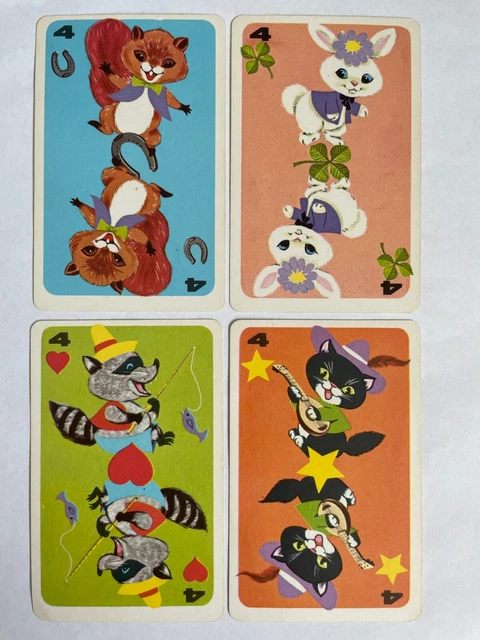 VINTAGE RETRO 1960S Hearts Kids Game Swap Cards Set: Raccoon Rabbit ...