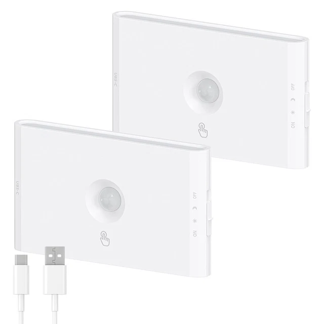 2-PACK RECHARGEABLE NIGHT Light with Motion Sensor, Day & Night Modes ...
