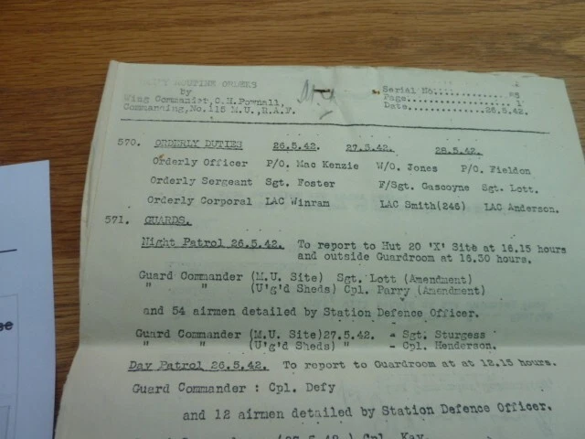 WW2 ORIGINAL 1942 Documents Raf Shibah Air Base Orders & Written Crime ...