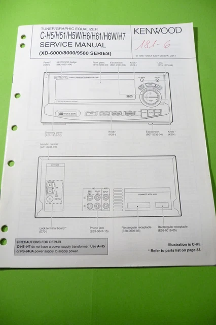 SERVIZIO MANUAL PER Kenwood C-H5, C-H51, C-H6, C-H61, C-H7, Originale EUR 13,17 - PicClick IT