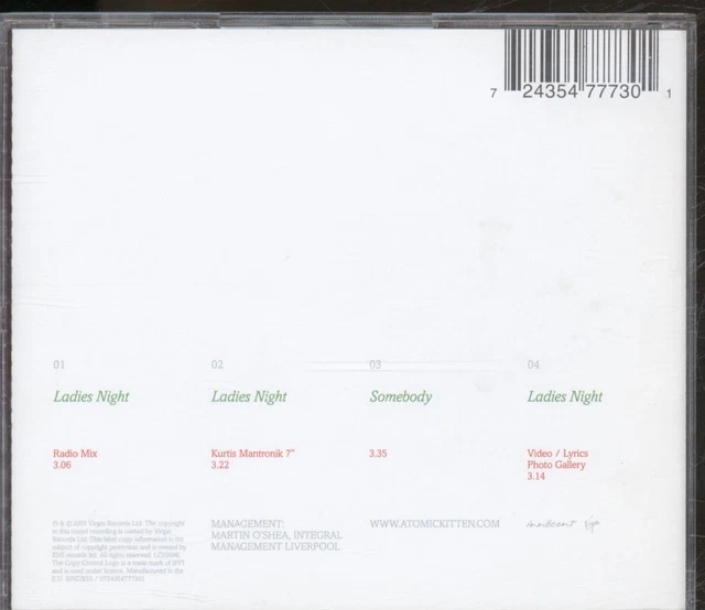 ATOMIC KITTEN FEATURING Kool and the Gang Ladies Night CD Europe ...