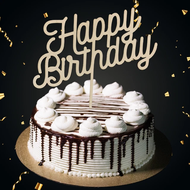 DECORATION GATEAU BOIS Blanc - Cake Topper Deco Cupcake Anniversaire ...