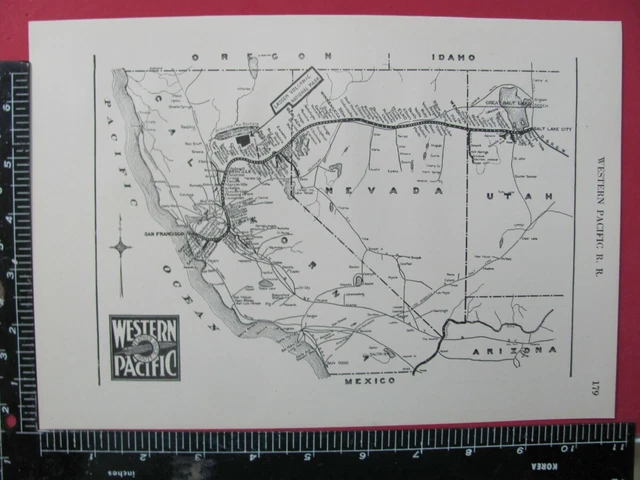WESTERN PACIFIC RAILROAD 1925 SYSTEM MAP ROUTES CONNECTING RRs £15.06 ...