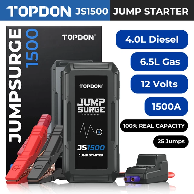 TOPDON JS1500 PORTABLE Car Jump Starter 12V Battery Booster Jumper Box ...