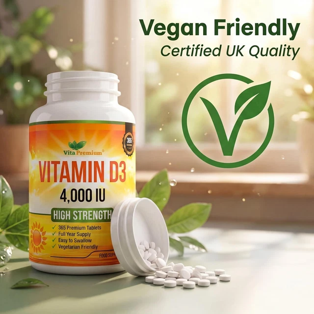VITAMIN D 4,000 IU Tablets, Maximum Strength Vitamin D3 Supplement, 365 ...
