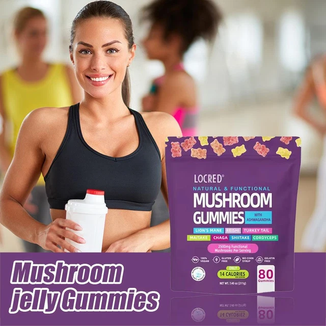 MUSHROOM GUMMIES SUPPLEMENT 2500mg with Ashwagandha Functional Mushroom Gummies~ £10.08 ...