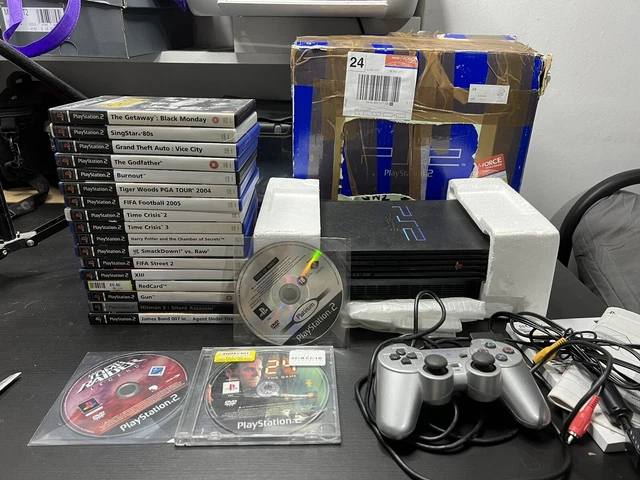 SONY PLAYSTATION 2 Ps2 Fat Console + Controller + 20 Games Works ...