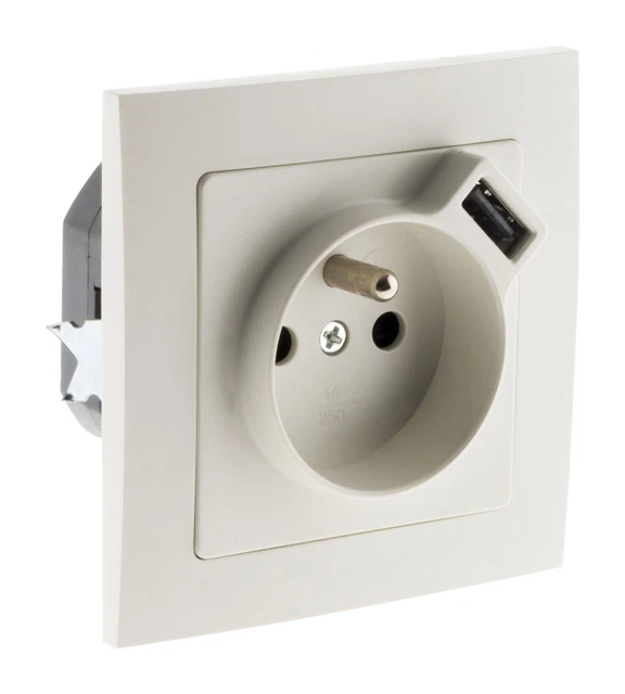 PRISE 2P+T 16A encastrable équipée d'une prise USB 2,1A EUR 20,50 ...