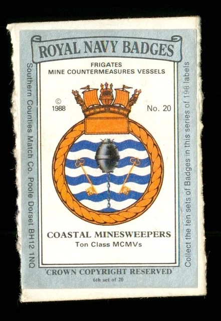MATCHBOX LABEL ROYAL Navy Badges Frigate HMS Coastal Minesweepers ...