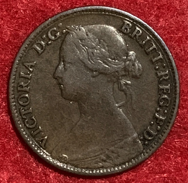 BRITISH FARTHING 1865/3 Victoria Bun 1/4 Penny with overdate £2.77 ...