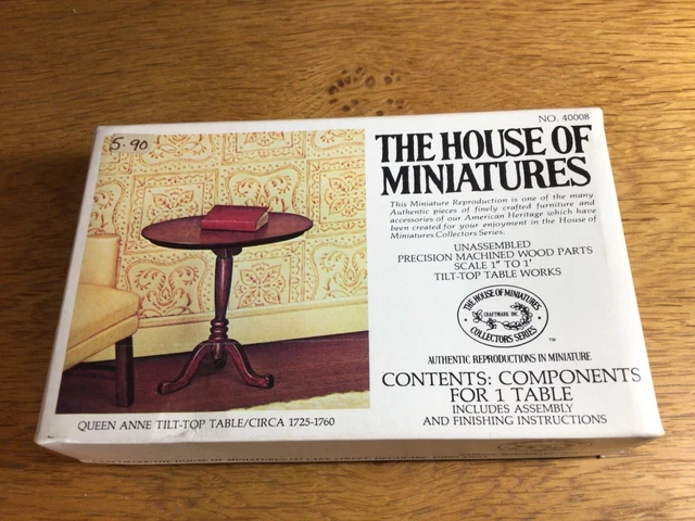 THE HOUSE OF MINIATURES 1:12 DOLLS HOUSE KIT Queen Anne tilt top table ...
