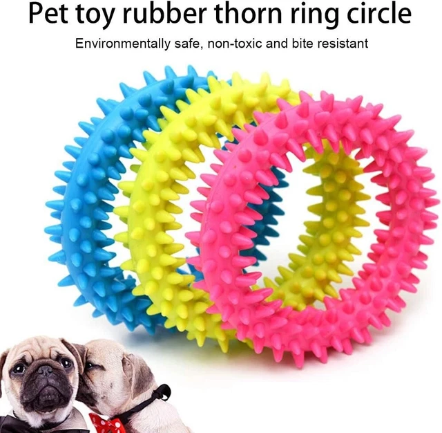 DOG PUPPY SOFT Rubber Chew Ring Toys Teething Pet Bite Dental Circle ...