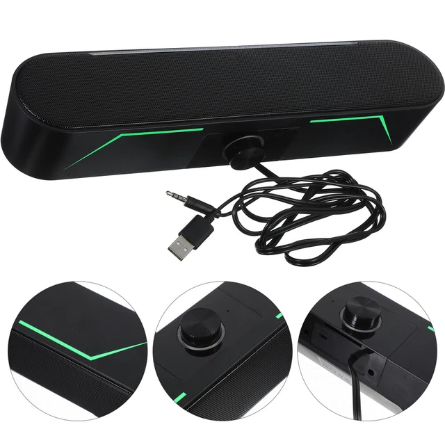 PLASTIC WIRED LONG Luminous Stereo Speaker Desktop Sound Bar £15.55 ...