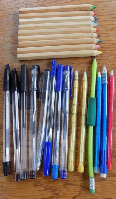 JOB LOT PENCILS BIRO PENS Stacking Push-up Multi-point Lead Wood Color ...
