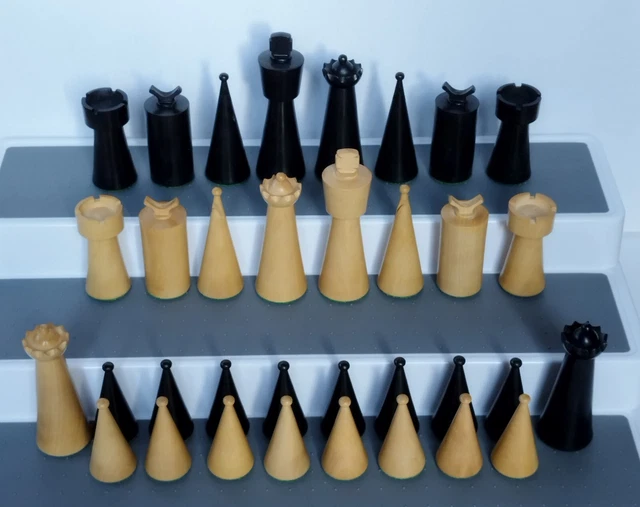 CONE MINIMALIST MODERN Luxury Wooden Weighted Chess Set 3⅝" King +2 ...