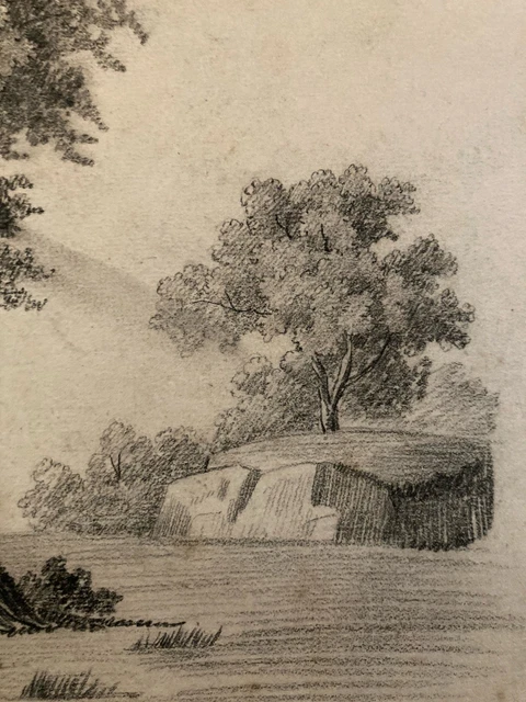 LARGE DRAWING XIXTH 1850 Pencil Sheet Branch Romanticism Shaft Antique ...