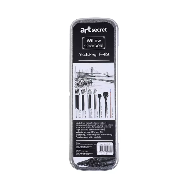 ART SECRET 5760 Iron Box Pack Sketch Willow Charcoal Drawing Design ...
