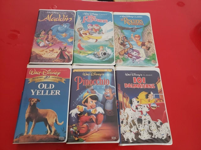 Walt Disney Classics Vhs Tapes Lot 6 Diff Movies Black Diamond 8253